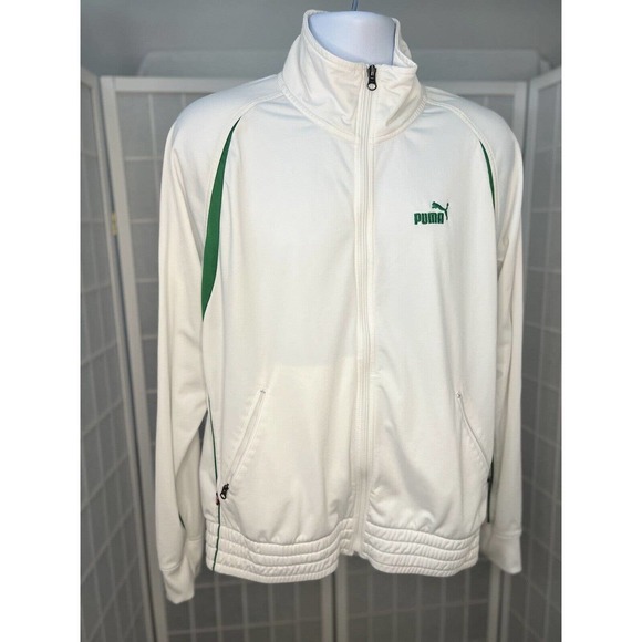 Puma | Jackets & Coats | Vintage Puma Track Jacket Whitegreen Size ...